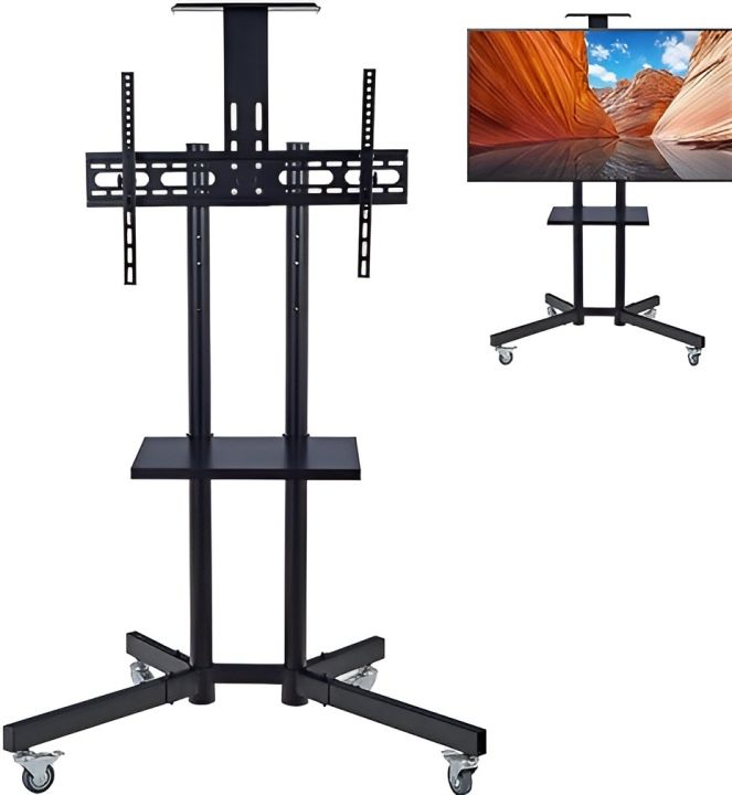 Portable TV Cart Height Adjustable - 32 to 65 Inch Mobile TV Stand with ...