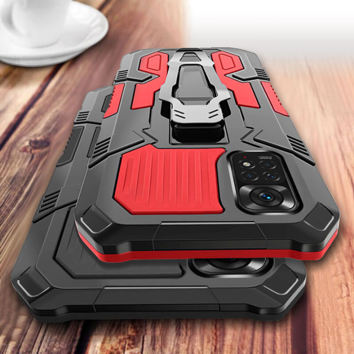 Vantime for Xiaomi Redmi Note 11 11S 4G Rugged Case Belt Clip Stand Casing Shockproof Hard Back ...