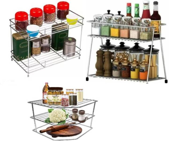 Kitchen Rack Steel Containers combo pack of Spice, Corner, Masala Rack ...