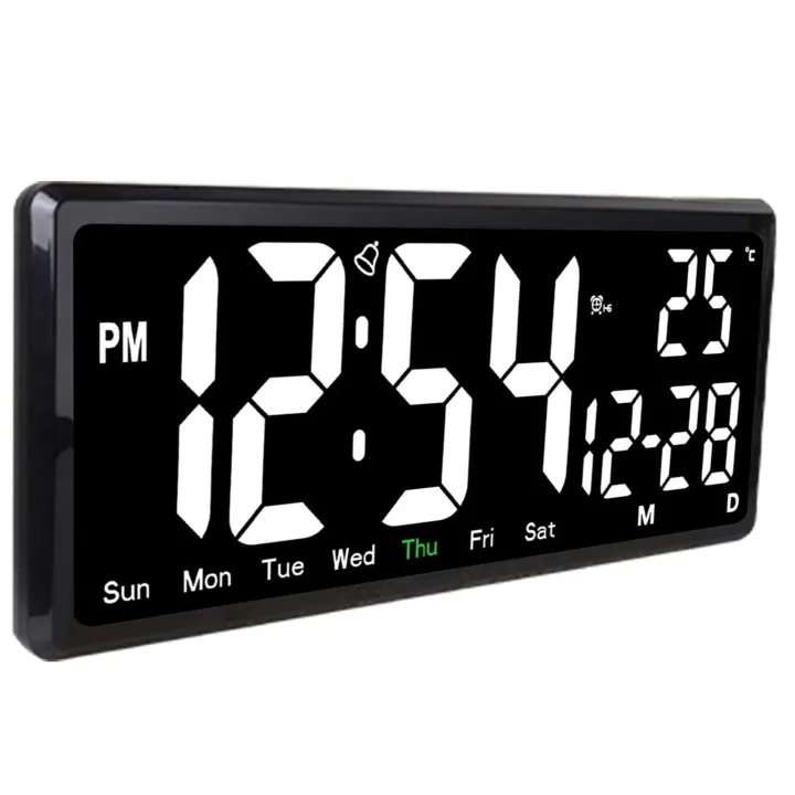 Big Size Electric Digital Wall ClocK l | White LED Display With12/24 ...