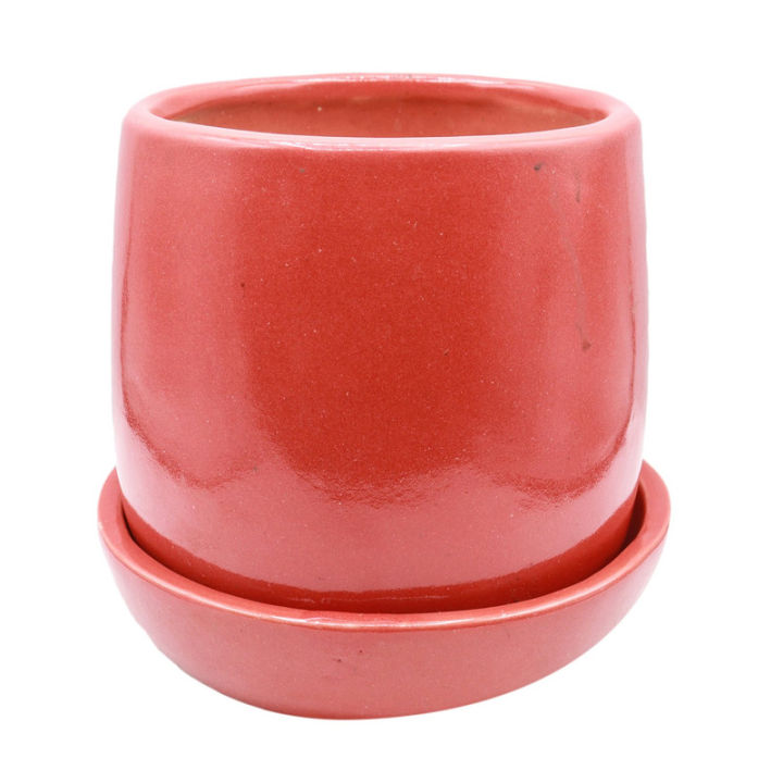 Red Ceramic Round Flower Vessel with Base | Daraz.com.np