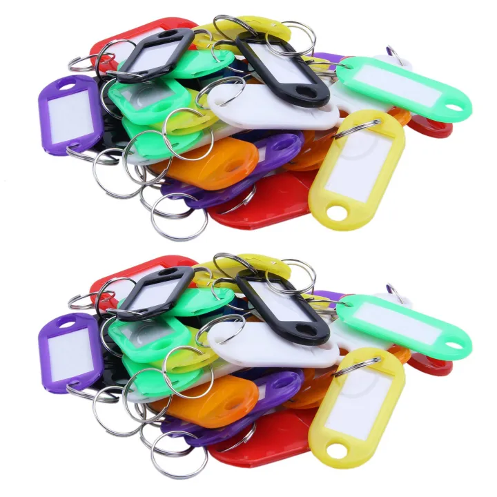 64x Multi-colors Plastic Key Fob ID Tags Luggage ID Labels with Split ...