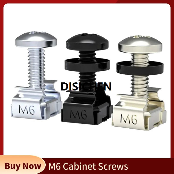 DISICHEN M6*16mm M6*12mm Cabinet Screws Rack Mount Cage Nuts Screw and ...