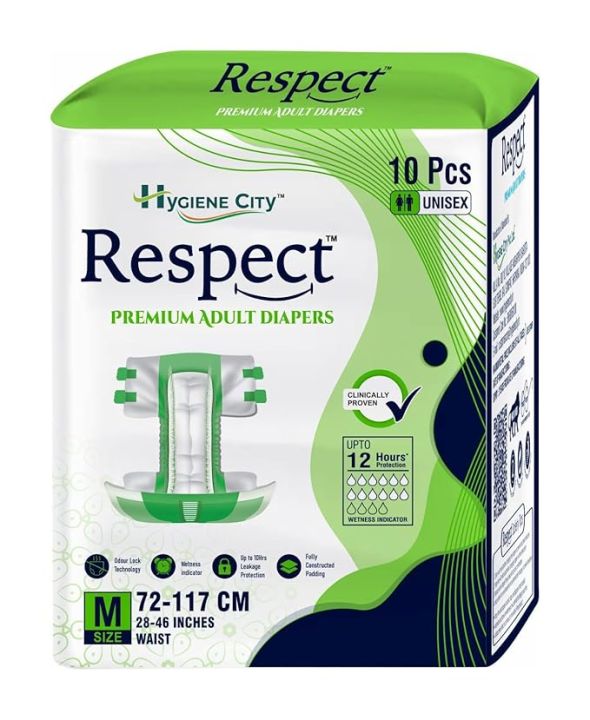 RESPECT M Premium Adult Tape Diaper for Unisex (Medium - 10 Count, 28 ...