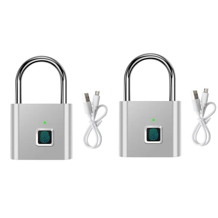 Fingerprint Padlock Set Kit Portable Anti-Theft USB Charging ...