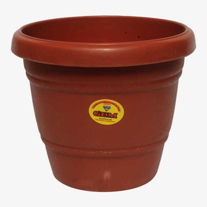 Gem Plasticware Brown Round Shaped Gamala/ Flower Pots 6" (7900 ...