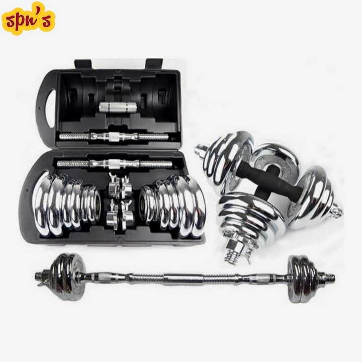 SPN's YORK 20 Kg Adjustable Chrome Dumbbell Set With Barbell Connector ...
