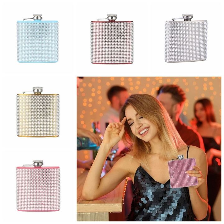 Diamond Portable Hip Flasks Rhinestone Stainless Steel Wine Bottle ...
