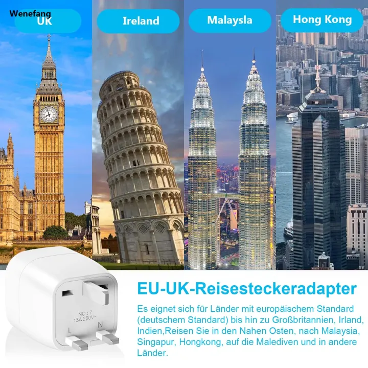 Wenefang Pack of 2 England UK Travel Adapter England Germany Plug, EU ...