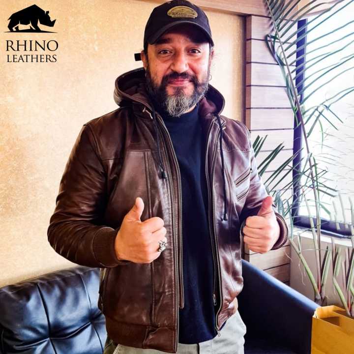 Rhino Leather Detachable Hooded Leather Jacket for Men | Daraz.com.np