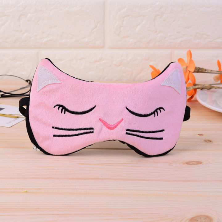Korean cartoon eye mask cat crystal short plush breathable eye mask ...