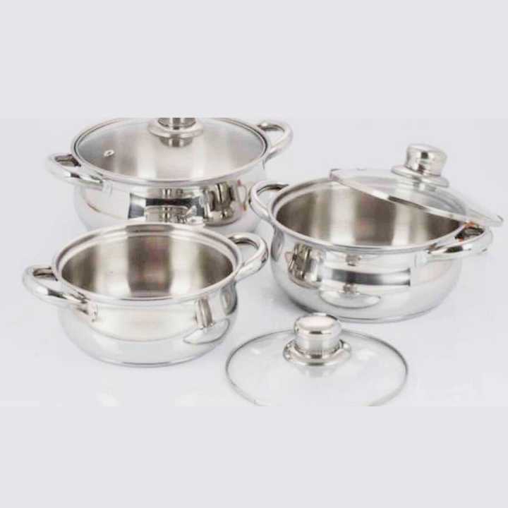 Famous Induction Base Heavy Stainless Steel With Glass Lid Handi Set-3 ...