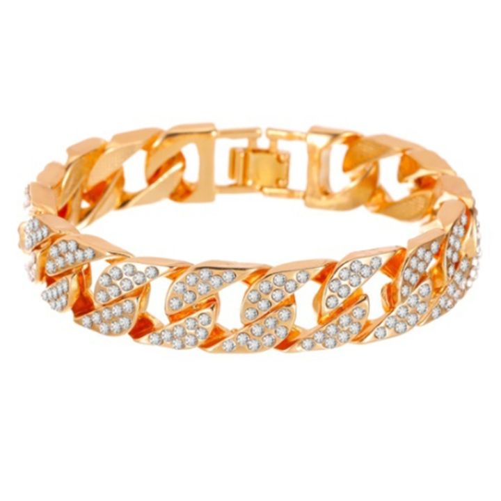 Rapper Bracelet Full Rhinestone Pave with Miami Cuban Link Chain ...
