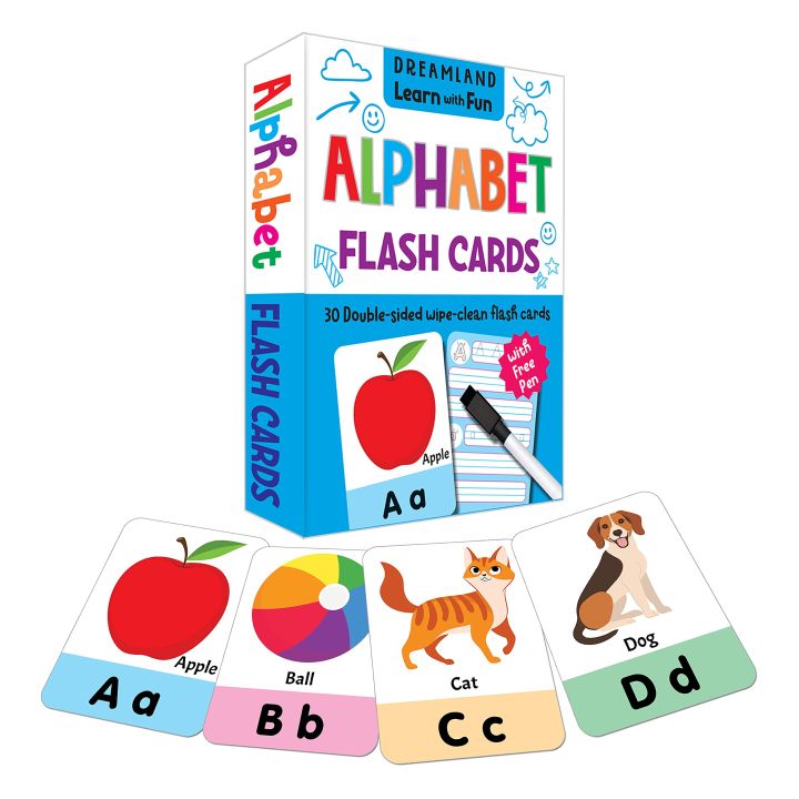 Dreamland Flash Cards Alphabet - 30 Double Sided Wipe Clean Flash Cards ...