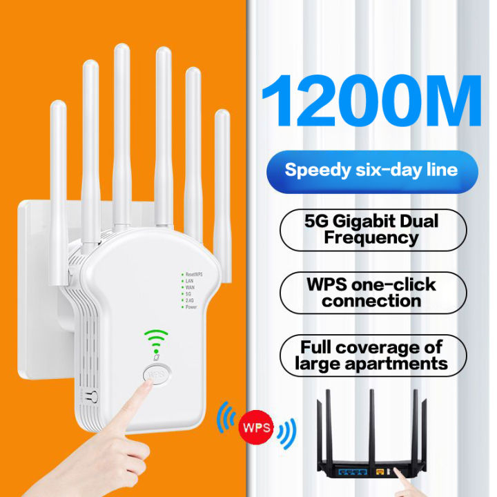 300Mbps/1200Mbps WiFi Signal Repeater Dual-Band 2.4G 5G WiFi Extender ...
