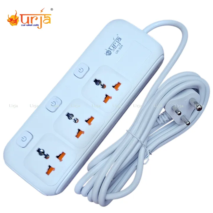 Urja UR-554 Extension Cord Multiplug | 3 Universal Sockets with ...