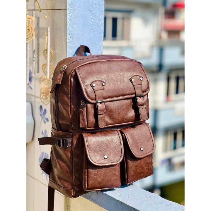 Best Leather Bag For Unisex| Backpack Genuine PU Fabrics For College ...