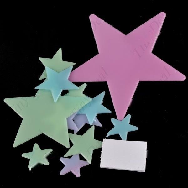 Star Shaped Adhesive Fluorescent Toys Night Ray Glowing Stickers In ...