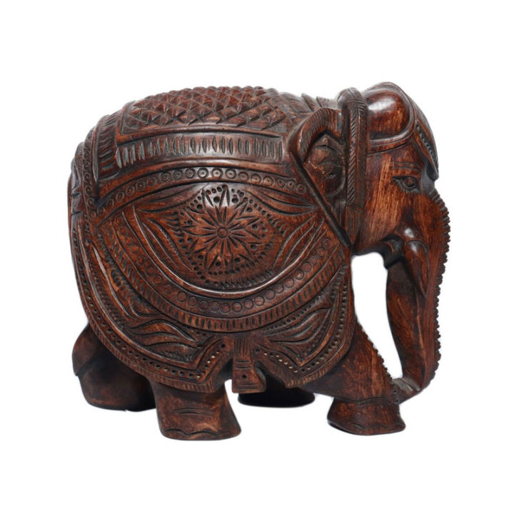 Dark Brown Elephant Carved Design Showpiece | Daraz.com.np