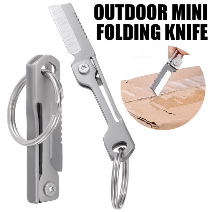 Stainless Steel Mini Folding Keychain EDC Pocket Utility Cutting Opener ...