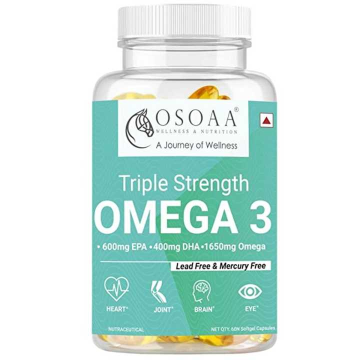 OSOAA Triple Strength Fish Oil Omega 3-1650mg, 60 Capsules 600mg EPA ...