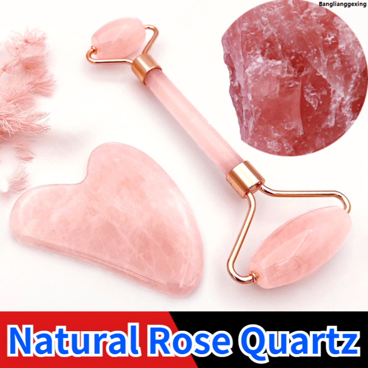 BanglianggexingFashion Rose Quartz Powder Crystal Jade Roller Massage ...