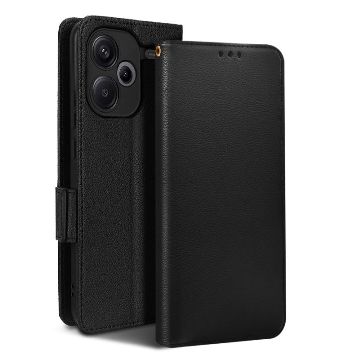 Vantime for Xiaomi Redmi Note 13 Pro Plus 5G Pro+ Wallet Case Synthetic Leather Litchi Grain ...