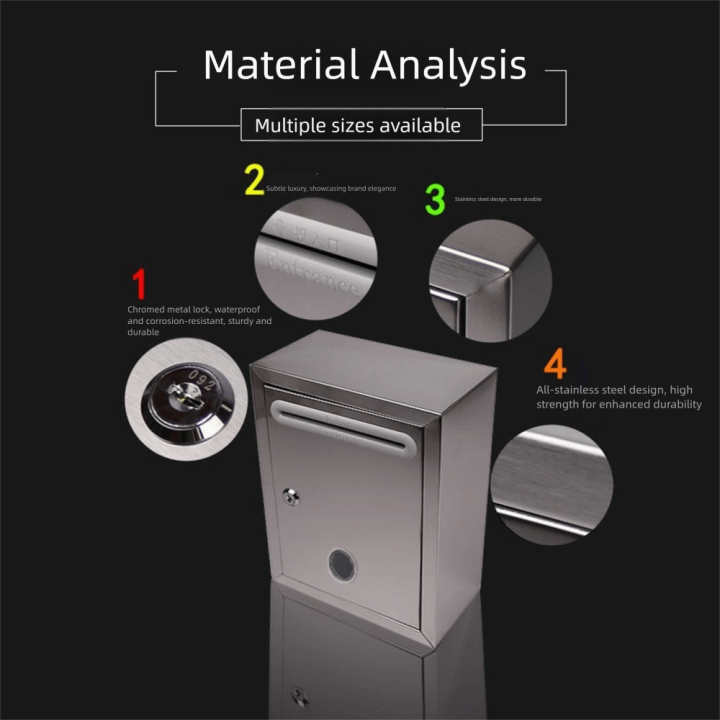 Portable Stainless Steel Mailbox Waterproof with Locks Ballot Box 3 ...