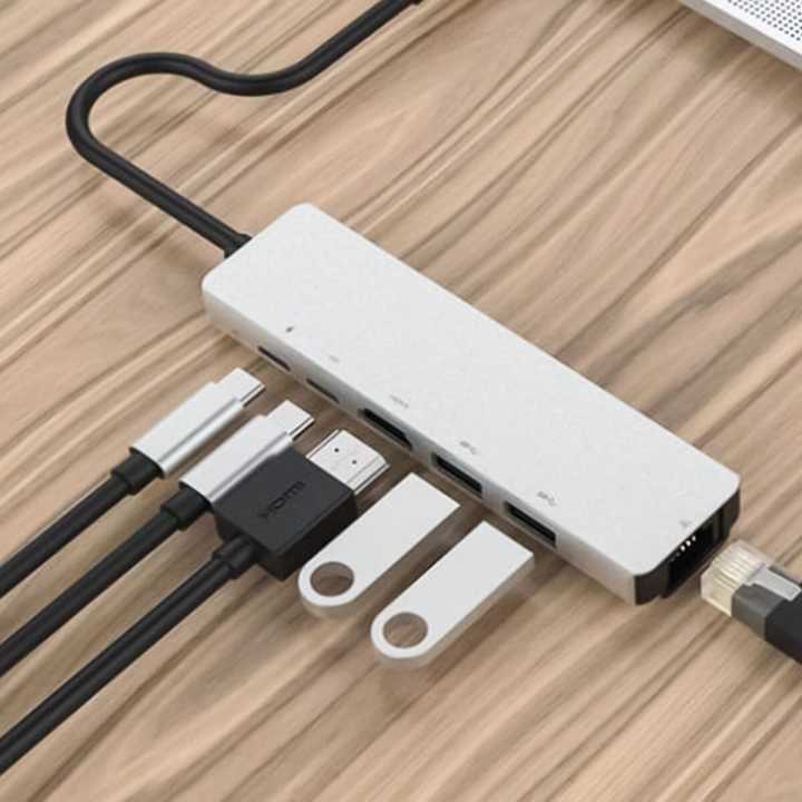 USB Hub Type C | 6 in 1 Multifunction Adapter for MacBook & Windows ...