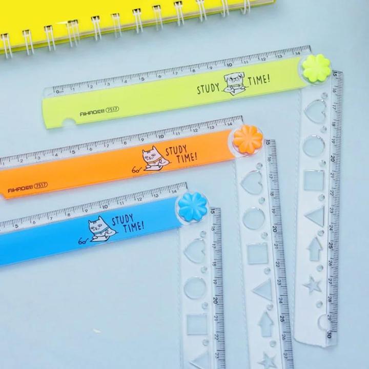 30CM Multifunction DIY Drawing Rulers Cute Kawaii Study Time Color ...
