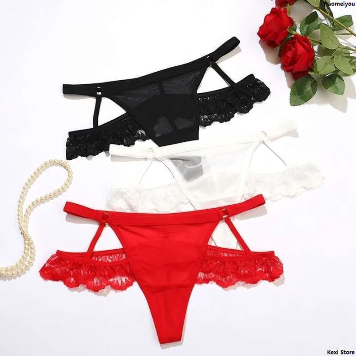 Kexi StoreECMLN Lace Thong Panties Women Transparent Mesh Thin Strap ...