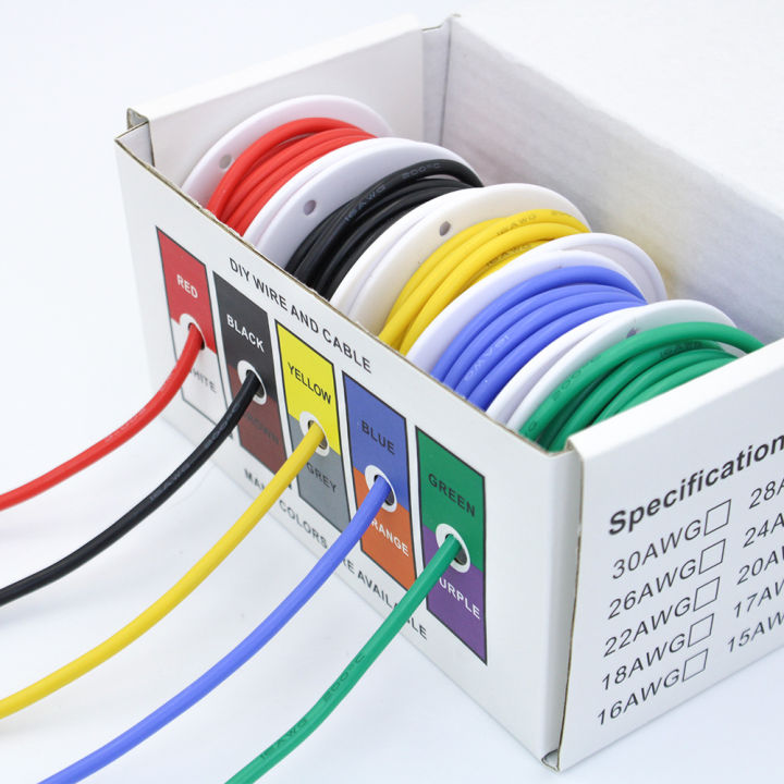 DIY high quality flexible silicone wire and cable 5 colors in a box ...