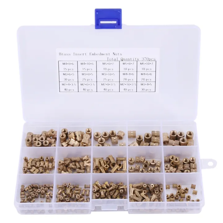 370PCS M2 M3 M4 M5 Internal Thread Knurled Nut Brass Thread Insert ...