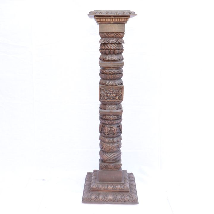 Brown Wooden Pillar Stand 37" | Daraz.com.np