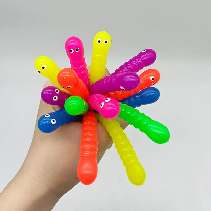 24PCS Sensory Fidget Worm Stretch Toys Kids Goodie Bag Stuffers Pinata ...