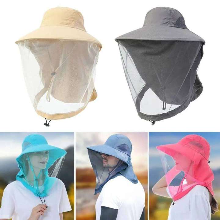 Face Neck Mosquito Hat Outdoor Sunscreen Fishing Sun Cap Net Mesh ...