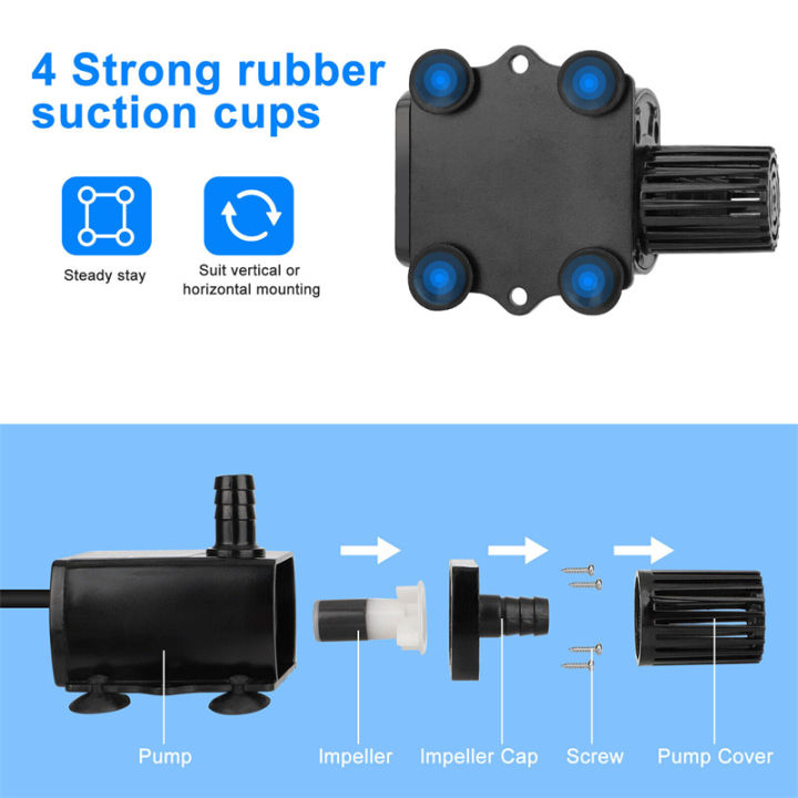 Aquarium Adjustable Submersible Water Pump Hydroponic Pond Fish Tank ...