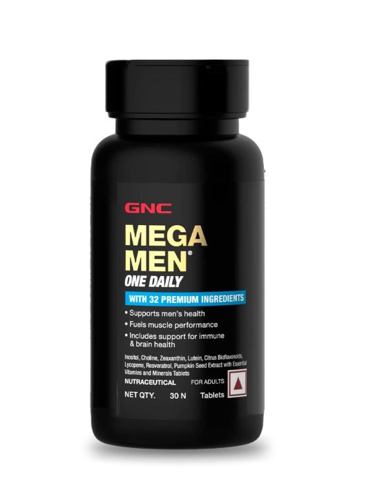 GNC Mega Men One Daily Multivitamin- 30 Tablets With 32 Premium ...