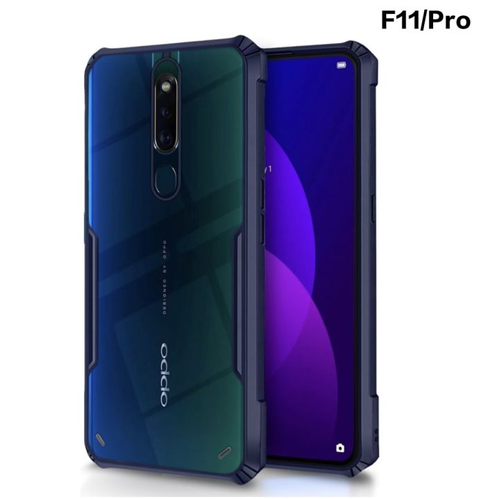 Oppo F11 / Oppo F11 Pro (Same Size) Clear Transparent Black Bumper ...
