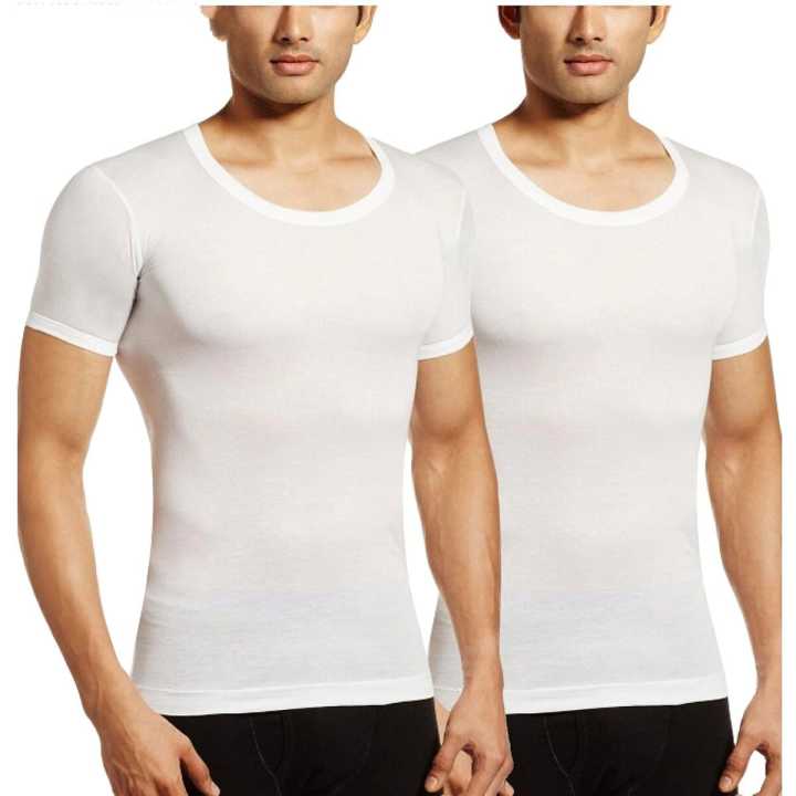 Pack Of 2 Amul Comfy RNS White Half Sleeve Vest For Men By Arushi ...