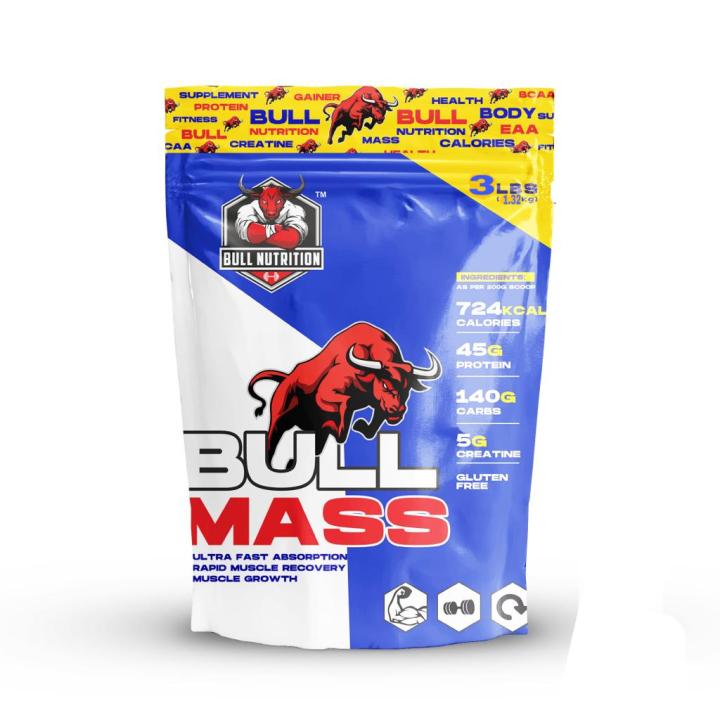 Bull Nutritions Mass Gainer/Weight Gainer 1.32 Kg (3 Lbs) Chocolate ...