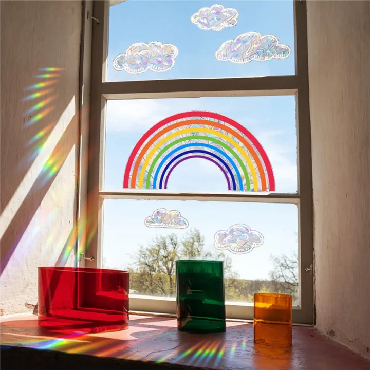 Wall Sticker PVC Electrostatic Glass Sticker for Window Rainbow Prisms ...