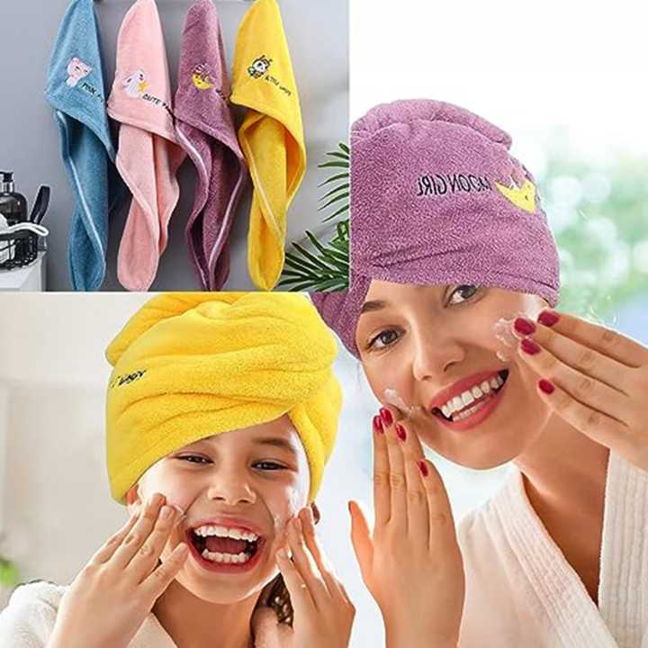 Hair Drying Towel Microfiber Hair Towel Wrap with Buttons Super Absorbent Twist Turban Shower ...