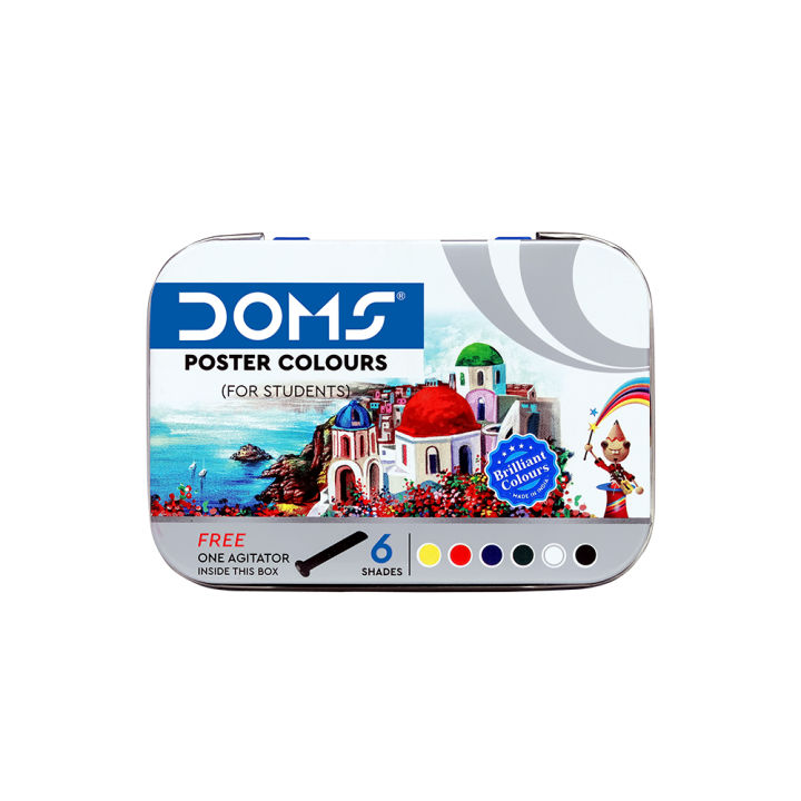 Doms Poster Colour Set in Tin Box- 6 Assorted Shades | DOMS Poster ...