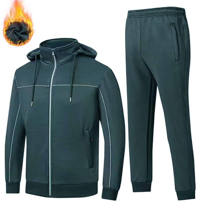 Men Cotton Winter Fur Tracksuit with Detachable Hoodie & Jogger Design ...