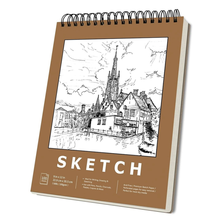 9x12Inch Top Spiral Bound Sketch Book Pad Artist Sketching Drawing Pad ...