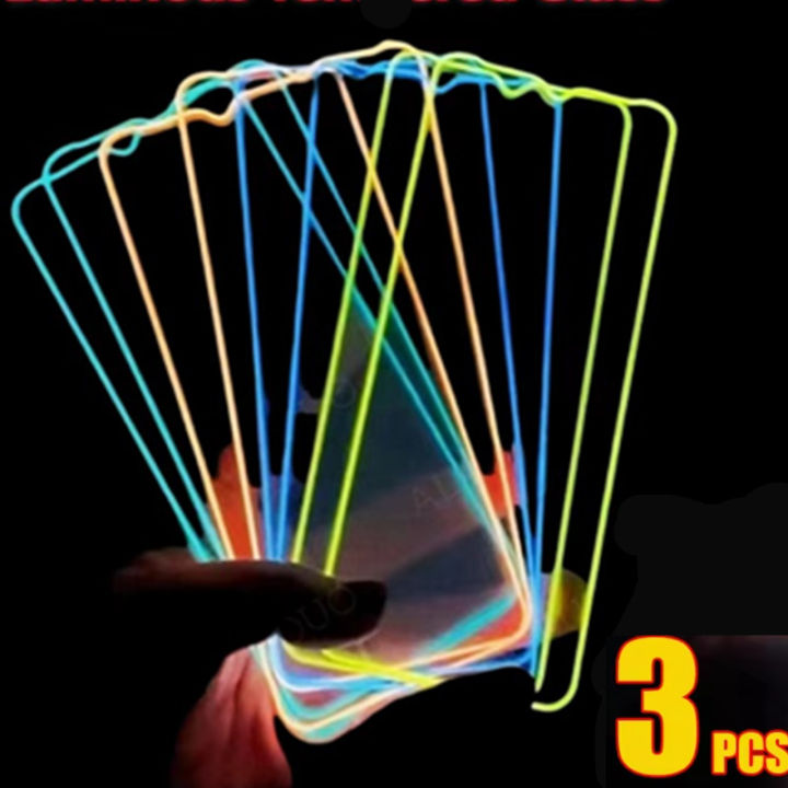 3PCS Night Light Luminous Screen Protector Used Phones for IPhone 12 11 ...