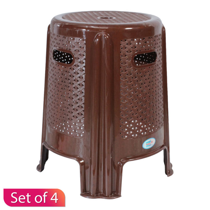 Bagmati Super Heavy Plastic Net Design Stool Set Of 4 | Daraz.com.np
