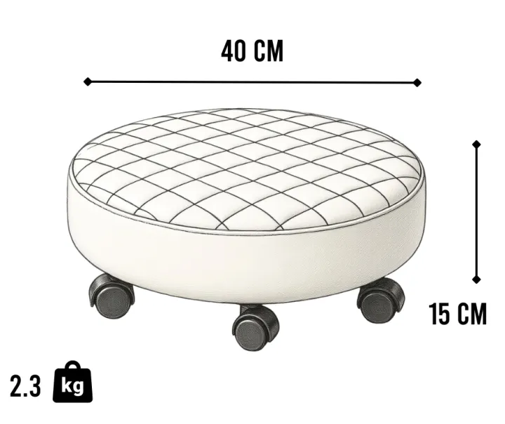 Round Foot Stool with Soft Cushion | Foot Rest with 360° Wheel Feature ...