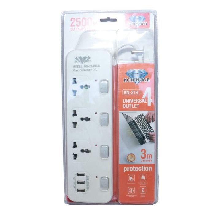 Kohinoor Heavy Extension Cord Board ( Multiplug ) With Multi USB Plug ...